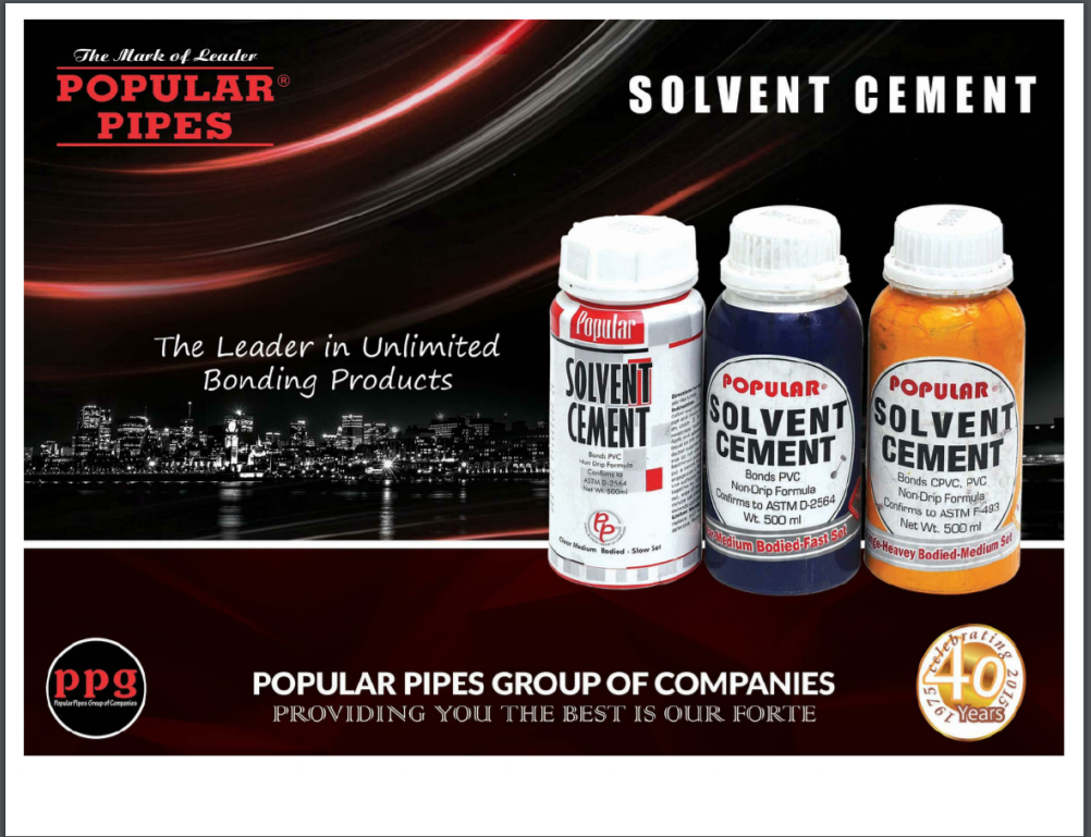 Popular Solvent Cement Brochure - Popular Pipes Group of Companies